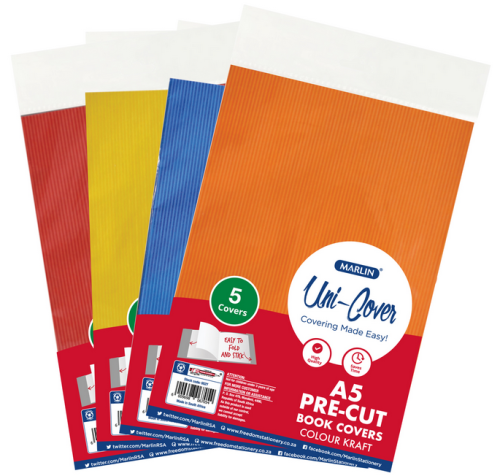 Marlin Kids Colour Kraft Pre-cut book covers A5 5's