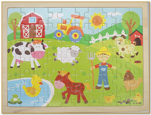 60 Piece Farm Wooden Tray Puzzle