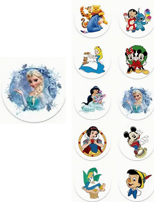 Disney Cartoon Stickers - Assorted - Roll of 50's